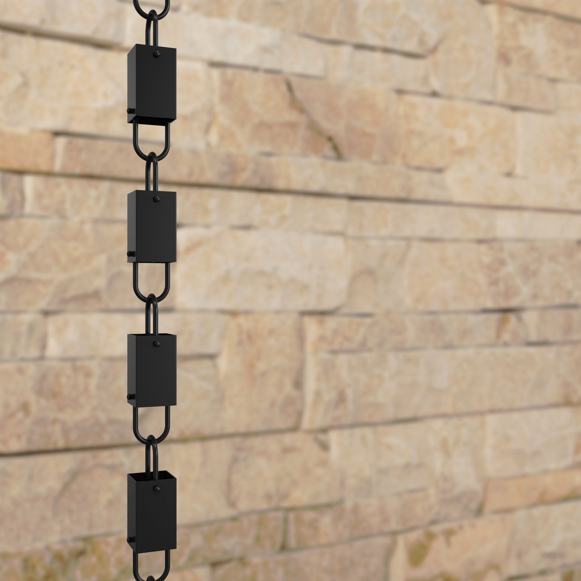 Square Link™ Rain Chain (Black) - Rain Chains Direct